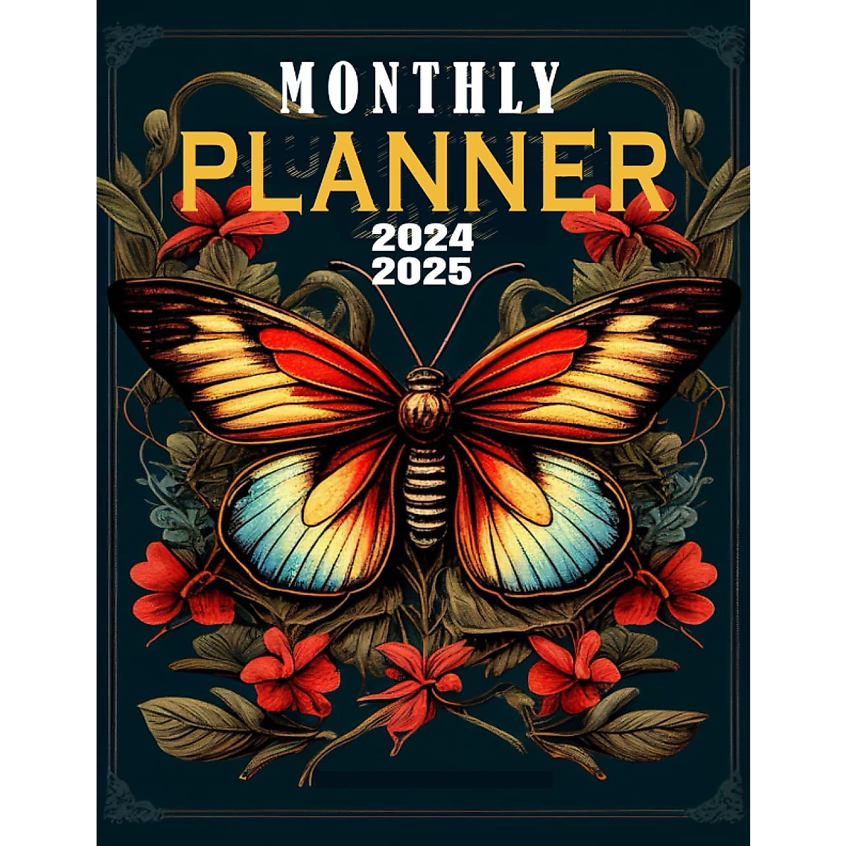 2024-2025 Monthly Planner: Stay on Top of Your Busy Schedule with Our Comprehensive Large Vintage Butterfly & Floral Two 2 Year Agenda Organizer Diary