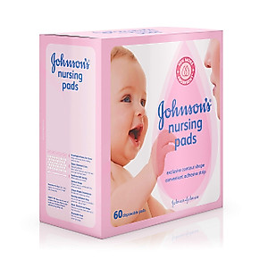 Johnson's Disposable Nursing Pads with Natural Cotton, Super Absorbent, Comfortable, and Breathable, Natural Contour Shape, 60 ct ( Pack of 2)