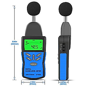 Decibel Meter, Digital Sound Level Meter AP-882A Sound Monitor Tester Range from 30-130dB, Digital Decibel Meter with LCD Backlight/Max Hold/Sensitivity Adjustment and dBA/C Switch (Battery Included)