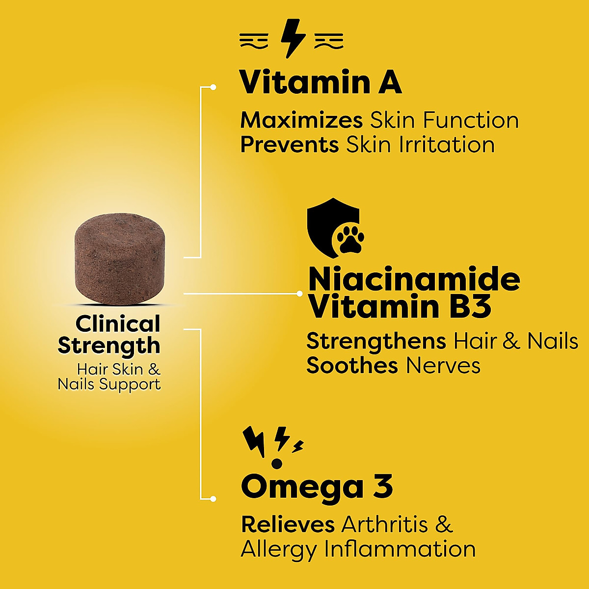 Doc Itchy Hair Skin & Nails Dog Pet Chews | Medical-Strength Vitamin A Retinol & B3 Niacinamide | Omega 3 EPA | Super Nutrients to Boost Skin Health & Prevent Irritation | Food Allergy Safe | 90 Count