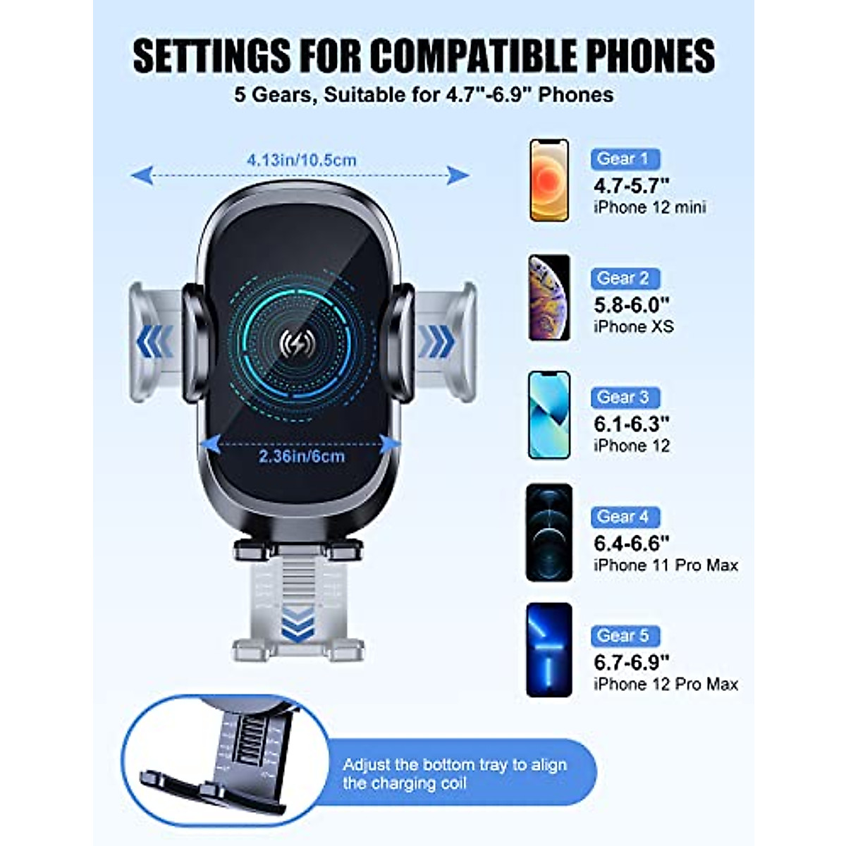 OBRFFE Wireless Car Charger Mount, [Upgraded Rotatable Suction Cup] 15W Fast Charging Car Phone Holder Wireless Charger Compatible with iPhone 14 13 Pro Max/12 Mini/11/X/XS, Samsung S23/22 and More