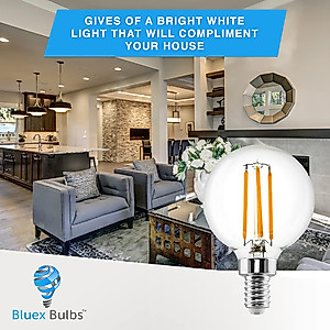 6 Pack G16.5 Light Bulb LED 4W - 2700K Warm White Dimmable 40W Equivalent E12 Candelabra Bulb 120V - Short Light Bulbs Bedroom, Kitchen, Pendant, Chandeliers, Vanity Bulbs, LED G50 Globe Light Bulbs