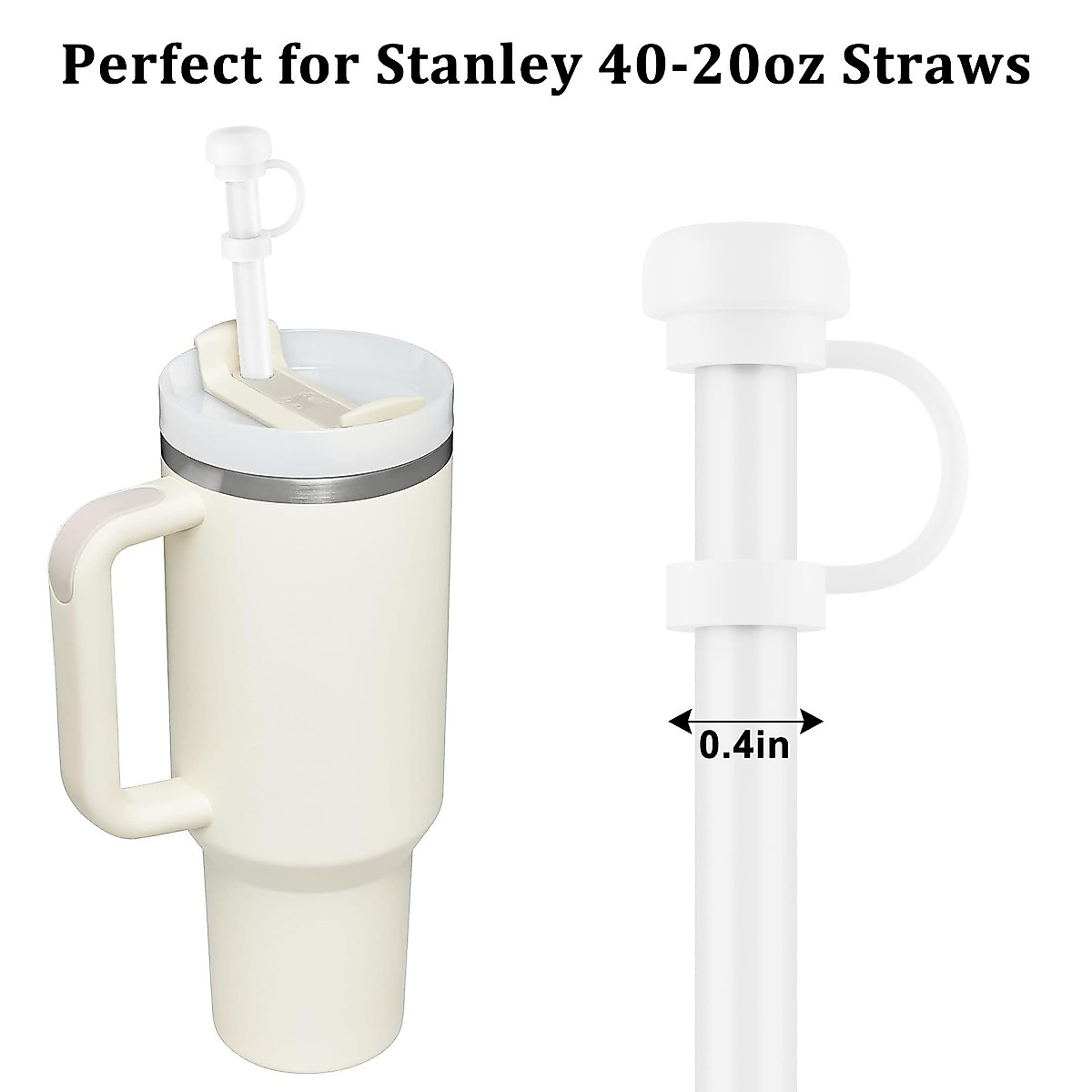 4 Pcs Straw Covers for Stanley Cup 40-20 oz, 0.4 inches Silicone Straw Cover Caps, Stanley Cups Accessories, Dust-proof and leak-proof (4 Straw Covers)