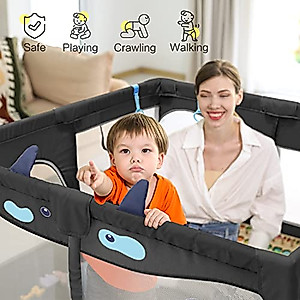 Letfonmo Playpen with Mat for Babies and Toddlers, Baby Play Yards No Gaps, Playpen with Gate, Indoor & Outdoor Kids Activity Center, Safety Baby Fence Play Area for Apartment