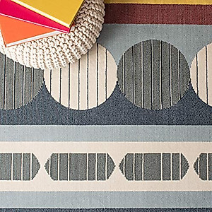 SAFAVIEH Orwell Collection 5'3" x 7'7" Blue/Yellow ORW367M Mid-Century Modern Deco Non-Shedding Living Room Bedroom Area Rug