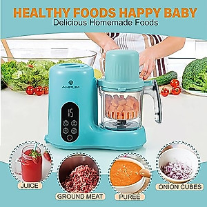 Amplim Baby Food Maker for Nutritious Homemade Meals | 11-in-1 Processor with Steam, Blend, Puree, Grinder, Chopper, Juicer, Defroster, Reheater, Cooker, Meal Station, and Bottle Sanitizer and Warmer