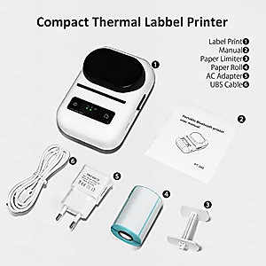 LERANDA Label Maker, Portable Bluetooth Thermal Label Printer for Barcode, Clothing, Organizing, Small Business, Office, Home, Easy to Use, Support with iOS & Android, with 1.96x1.18 inch Label