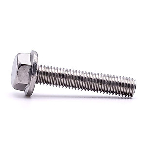 M8-1.25 x 40mm Stainless Steel Serrated Flanged Hex Head Bolts, 304 Stainless Steel 18-8 Flanged Hexagon Head Screws, Full Thread, Coarse Thread UNC, 15 PCS