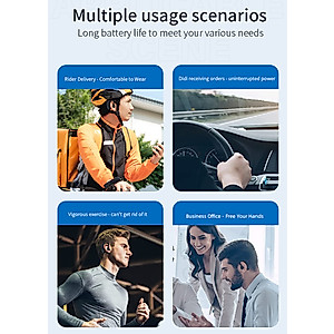 Bluetooth Headphone Single Ear Hook Wireless Business Headset with Mic Noise Cancelling Waterproof Earphone for L&R Ear