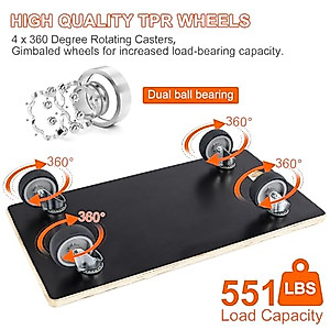 Katsuyoku furniture movers with Wheels 2 pack rectangle wood platform dolly cart 550 Lbs capacity heavy duty furniture mover carrier with 4 Wheels small moving dolly, heavy objects hauling