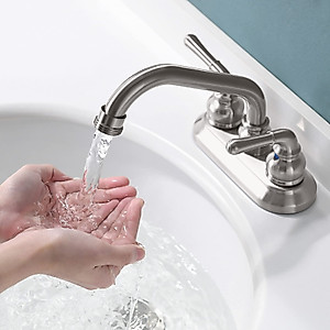 Chrome Laundry Sink Faucet 4 Inch Centerset 2 Handles 2-3 Holes by Kadilac, with 360° Swivel Swing Threaded Spout and Water Supply Line, BF027-8-C