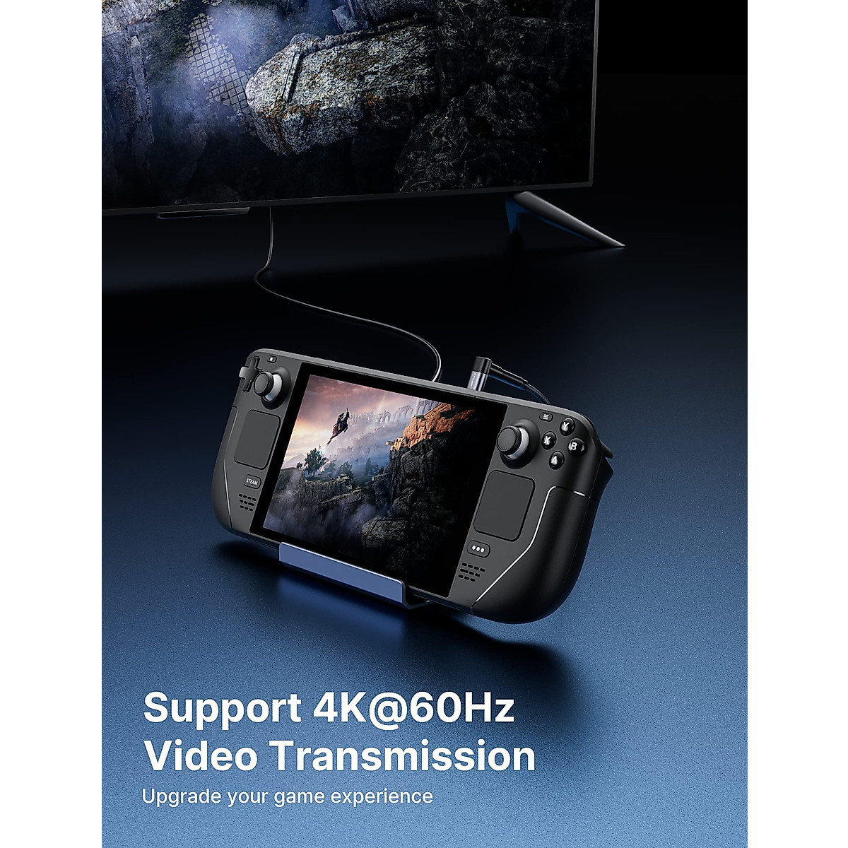 JSAUX 90 Degree USB-C Male to USB-C Female Adapter + Steam Deck Carrying Case