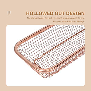 Cabilock Desktop Utensil Basket Utensil Drawer Organizer Chopsticks Storage Basket Cutlery Tray Silverware Flatware Kitchen Utensil Cutlery Tray for Home Shop Rose Gold