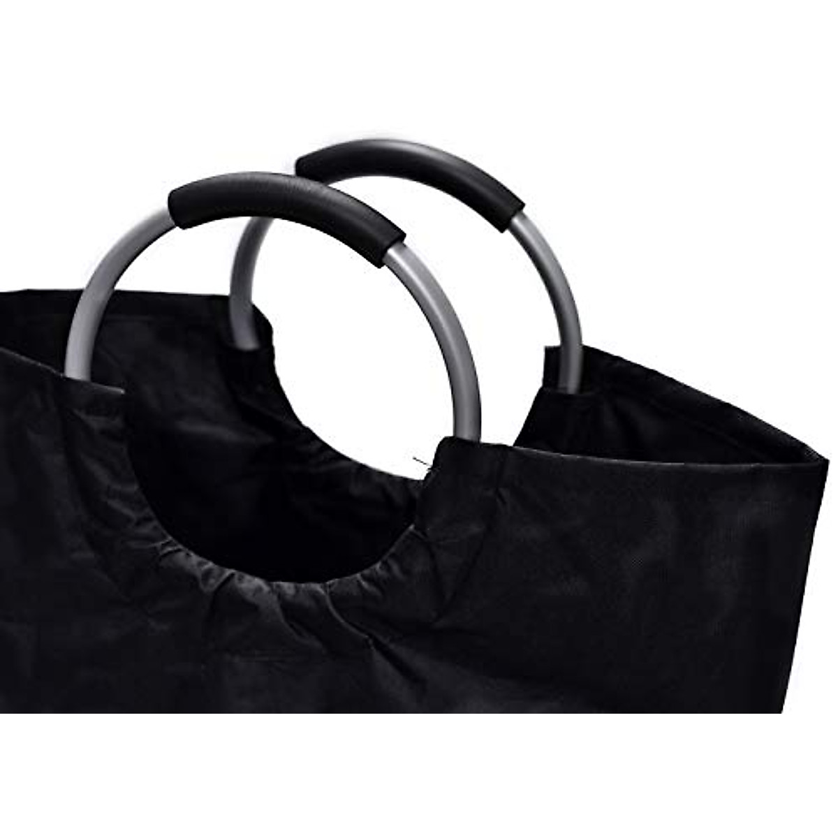 Collapsible Fabric Laundry Hamper - Portable, Foldable Large Capacity Laundry Basket, Durable Comfortable Padded Carry Handles, Self Standing Washing Bin, Folds Easily in Laundry Room Storage. (Black)