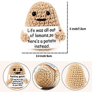 Positive Potato Knitted - 1 Pack Potato Crochet Dolls Toys, Christmas Thanksgiving Birthday Cheer Up Gifts Funny Cute Mini Home Office Decor for Women Girls Friends Guys