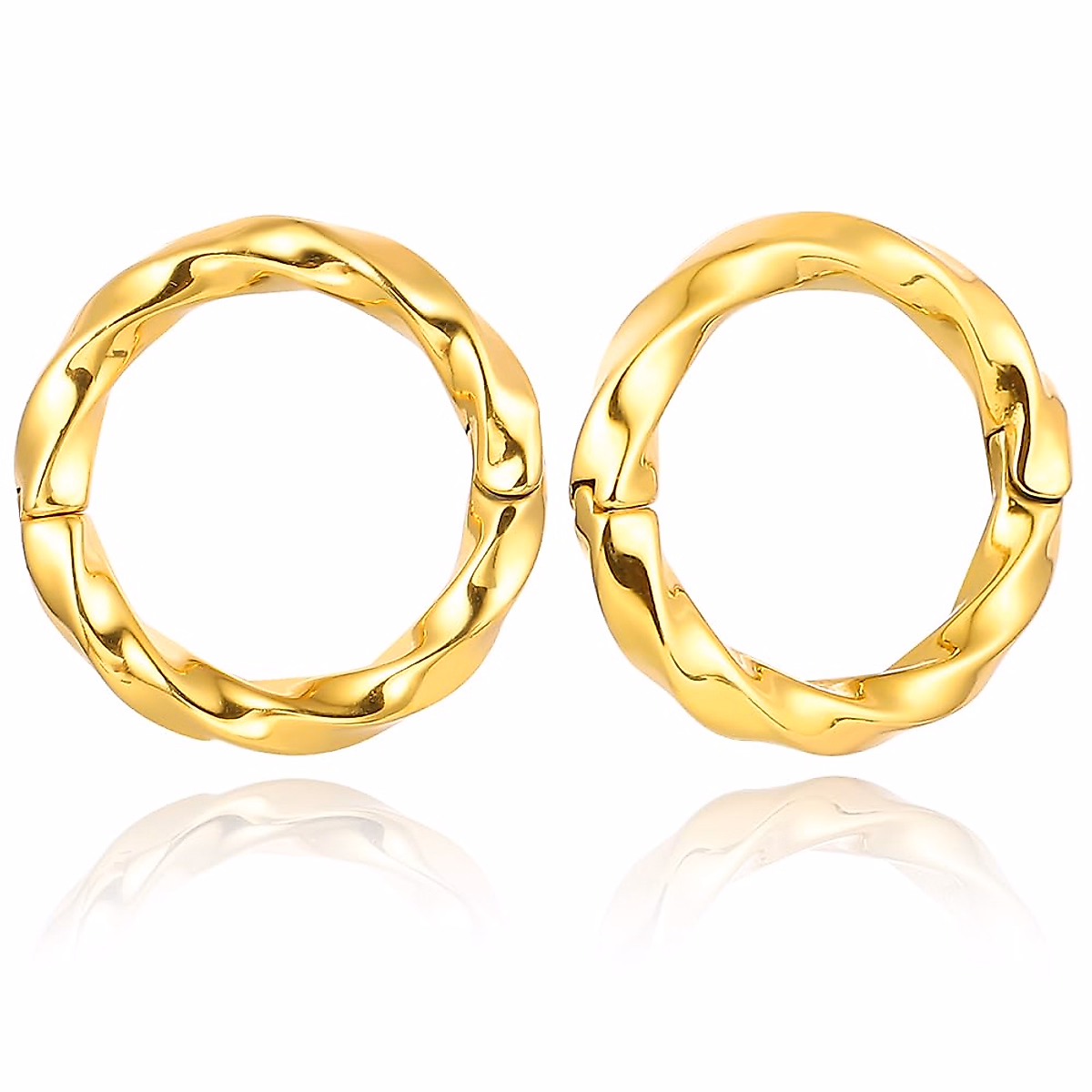 LADEMAYH 2Pcs 6 Gauge Earrings Ear Weights for Stretched Ears, Twist Hoop 6g Earrings for Women,Gold Surgical Steel 4mm Ear Hangers Dangle Gauges for Ears Weighted Ear Gauges