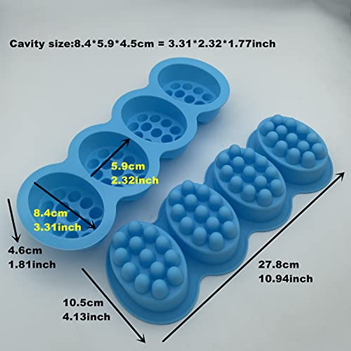 2 Pieces Silicone Massage Soap Mold Oval Massage Soap Bar Making Mould Silicon Candle Candy Chocolate Cake Baking Pan