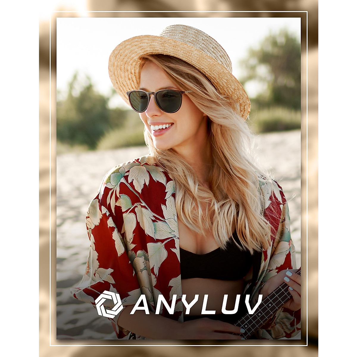 ANYLUV Womens Sunglasses Polarized Sunglasses-Womens: Trendy Sunglasses for Women 2024 UV400 Protection Round Classic Frame