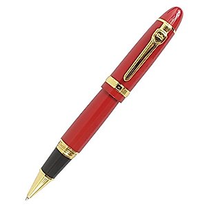 Gullor Heavy Big Rollerball Pen 159, Gold Trim, Black Ink(0.7mm), Red