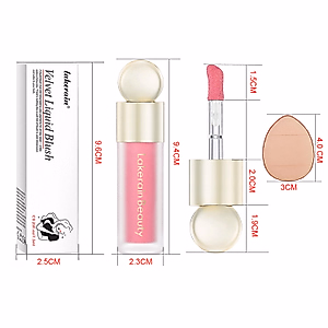 2 PCS Liquid Blush,Beauty Blush Makeup for Long-Lasting,Soft Velvet Liquid Blusher for Cheek,Beauty Blush Makeup for Long-Lasting,Waterproof,With 2 Fingertip Sponge Brush.
