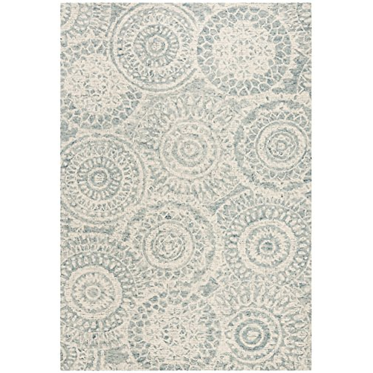 SAFAVIEH Abstract Collection Accent Rug - 4' x 6', Ivory & Blue, Handmade Wool, Ideal for High Traffic Areas in Entryway, Living Room, Bedroom (ABT205A)