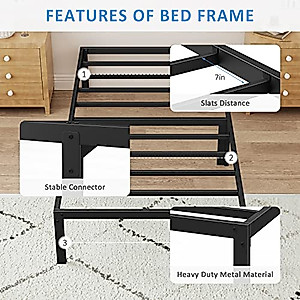 Mr IRONSTONE Twin Bed Frame, 14 Inch Platform Heavy Duty Steel Twin Size Bed Frame No Box Spring Needed, Metal Bed Frame with Storage, Heavy Duty Steel Slat, Anti-Slip Support, Quick Instal