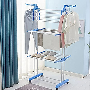 WXFKLDJ 4-Tier Clothes Drying Rack, Movable Clothes Drying Rack with Casters for Indoor/Outdoor for Drying Clothes, Bed Covers, Shoes, Sofa Covers