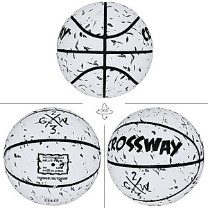 MAIBOLE Crossway Moisture-Wicking Leather Basketball Indoor Outdoor Basketball Training Basketball Competition Basketballs White Basketball Size 6 Basketball 28.5”Women's Basketball