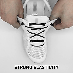 NDTEZUGT 3 Pairs Elastic Shoe Laces Replacement Laces for Running Shoes,Stretch Oval Shoe Strings Replacement Shoestrings for Sneakers,No Tie Shoe Laces for Kids and Adults (Black*2+White*1)