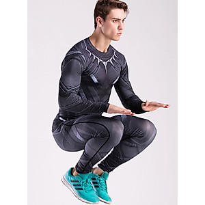 Red Plume Men's Compression Elastic Tight Leggings Sport Panther Leopard Printing Pants