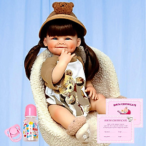 DOLLHOOD Reborn Baby Dolls - 18-Inch Lifelike Realistic Full Realistic Vinyl Silicone Baby doll with Movable Arms and Legs Complete with Accessories Comes with a Birth CertitGreat Gift for Kids