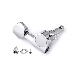 Holmer Guitar String Tuning Pegs Tuning Machines Sealed Machine Heads Grover Tuners Tuning Keys Oval Button 6 In Line for Right Handed Electric Guitar or Acoustic Guitar Chrome.