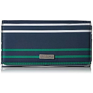 JuJuBe Be Rich Tri-Fold Wallet with Snap Enclosure, Coastal Collection - Providence - Navy/Teal/White Stripes
