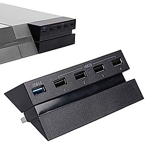 EEEKit 5 Port Hub for PS4, USB 3.0/2.0 High-Speed Expansion Hub Charger Controller Adapter Connector Compatible with Playstation 4 PS4 Gaming Console, Not for PS4 Slim, PS4 PRO