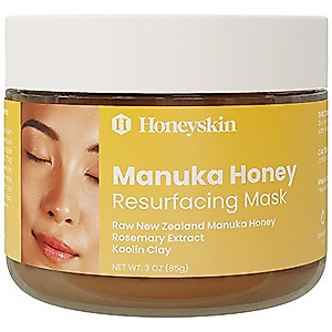 Honeyskin Bentonite Clay Face Mask with Manuka Honey - Gentle Face Exfoliator - Hydrating Facial Mask for Acne Prone and Dry Skin - Face Mask Skin Care w/ Pore Minimizer and Deep Cleanser (3oz)