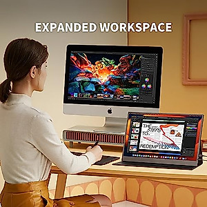 ReHisk Portable Monitor 15.6'' 1080P FHD USB-C HDMI Computer Display w/Cover and Dual Speakers, Second Monitor for Laptop Mac PC Phone PS4/5 Xbox Switch