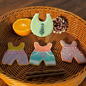 TINGSING Baby Shower Cookie Cutters 7 Pieces Set Onesie, Bib, Rattle, Baby Bottle, Baby Carriage, Baby Pants, Baby Foot Biscuit Cookie Cutter, Fondant Molds for Baby Shower Birthday Party