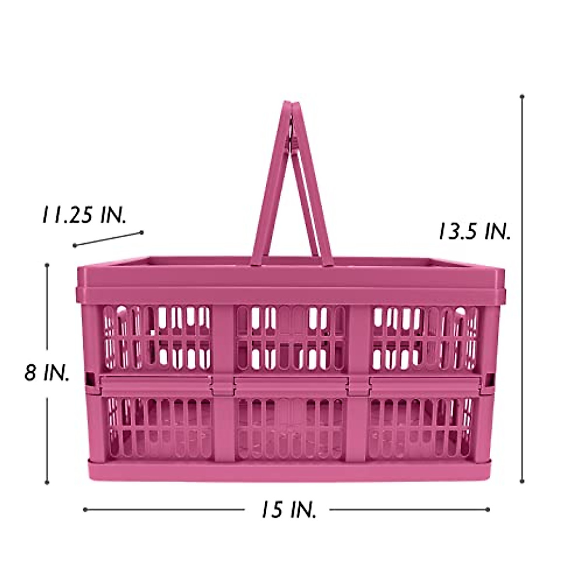 Home+Solutions 3 Piece Collapsible Basket Set - Berry Pink Plastic Containers for Multipurpose Storage