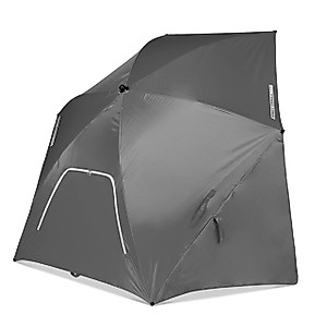 Sport-Brella Ultra SPF 50+ Angled Shade Canopy Umbrella for Optimum Sight Lines at Sports Events (8-Foot), Light Grey