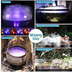 SKRMISDA Mist Maker, 12 LED Mister Forgger with Splash Guard Ultrasonic Fogger Pond Fog Machine Large Capacity of Mist for Holiday