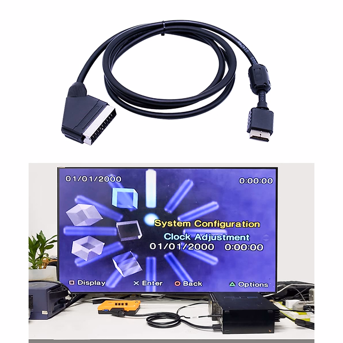 HTDYOO RGB SCART Cable compatible for PS1/2/3(3.28 Feet)