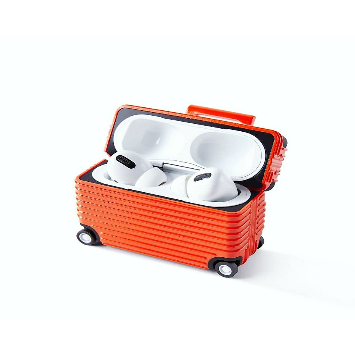 Case for Airpods,Suitcase Trunk Design Airpods Caser Compatible for Apple Airpods 1,2,3&Pro,Travel Enthusiast (AirPods 3,Orange)