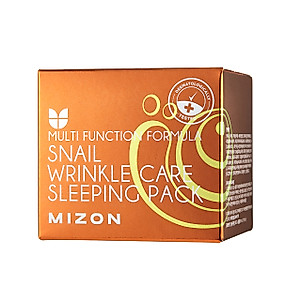 MIZON Snail Wrinkle Care Sleeping Pack Snail Mucin Nourishing mask with Adenosine Shea Butter Overnight Firming Mask for Damaged Skin Fine Line (2.7 FL oz)