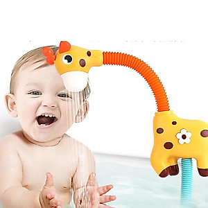 Little Bado Giraffe Electric Spray Water Squirt Sprinkler Baby Bath Toys Bathtub Shower Pool Bathroom Toy for Infants Babies 6-12 Months Toddlers 1-3 Years
