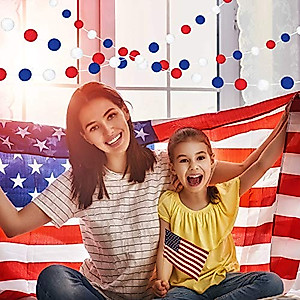 4 Piece 39.4 Feet St. Patricks Day Easter Felt Balls Hanging Banners Mardi Gras 4th of July Pom Pom Garland Banners for Holiday Party Wall Tree Mantel Decorations