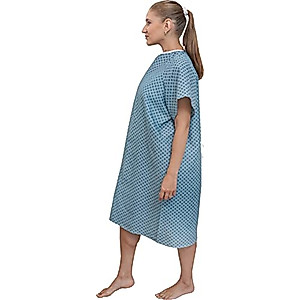 AMU Solutions 12 Pack - Blue Hospital Gown with Back Tie/Hospital Patient Robes with Ties - One Size Fits All Wholesale