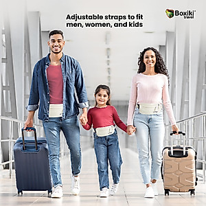 Boxiki Travel Hidden Money Belt for Men & Women - RFID Blocking Waist Pack for Passport, Wallet & Phone - Safe and Secure for Travel (Beige)