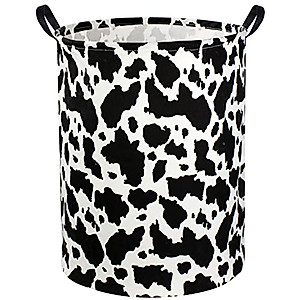 DDBASKET Cow Print Laundry Basket Baby Nursery Clothes Hamper Collapsible Toy Storage Bin Organizer with Handles for Kids,Boys and Girls Room Decor(Cow)