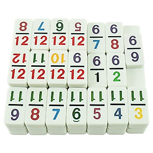 LEQUPLAY Mexican Train Number Dominoes Set Double 12 Dominoes 91 Tiles Games with Leather Box , Number Dominoes Set for Kids Adults and Family…