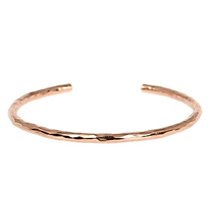 John S. Brana 3mm Hammered Copper Cuff Bracelet Handmade Jewelry - 100% Solid Uncoated Copper (6.5)